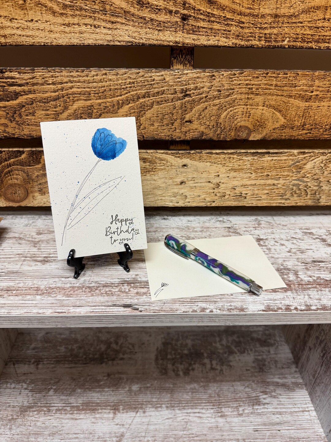 Elegant Hand-painted Watercolor Happy Birthday Note Card - Etsy