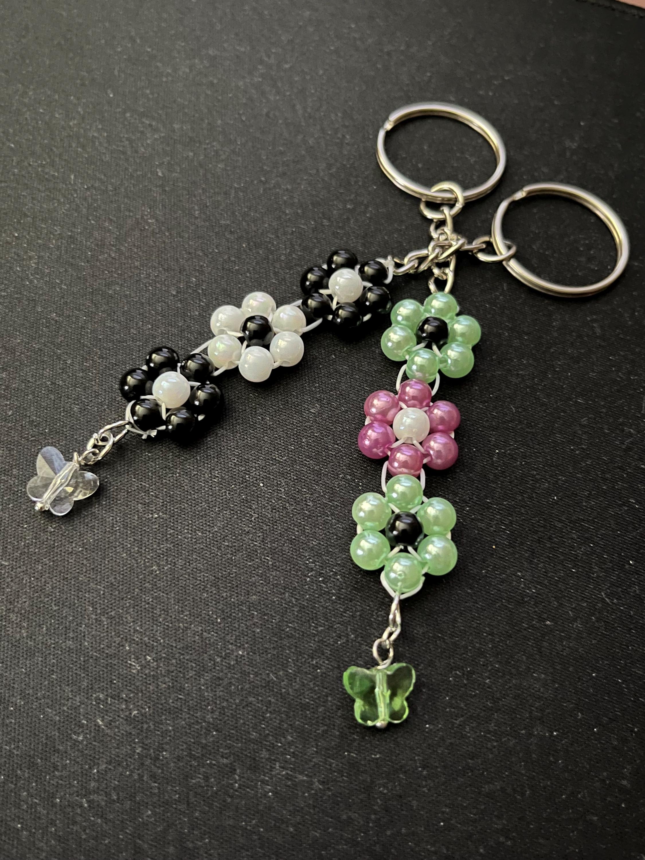 Custom Plastic Flower Pearl Bead Keychains | Made to Order ...