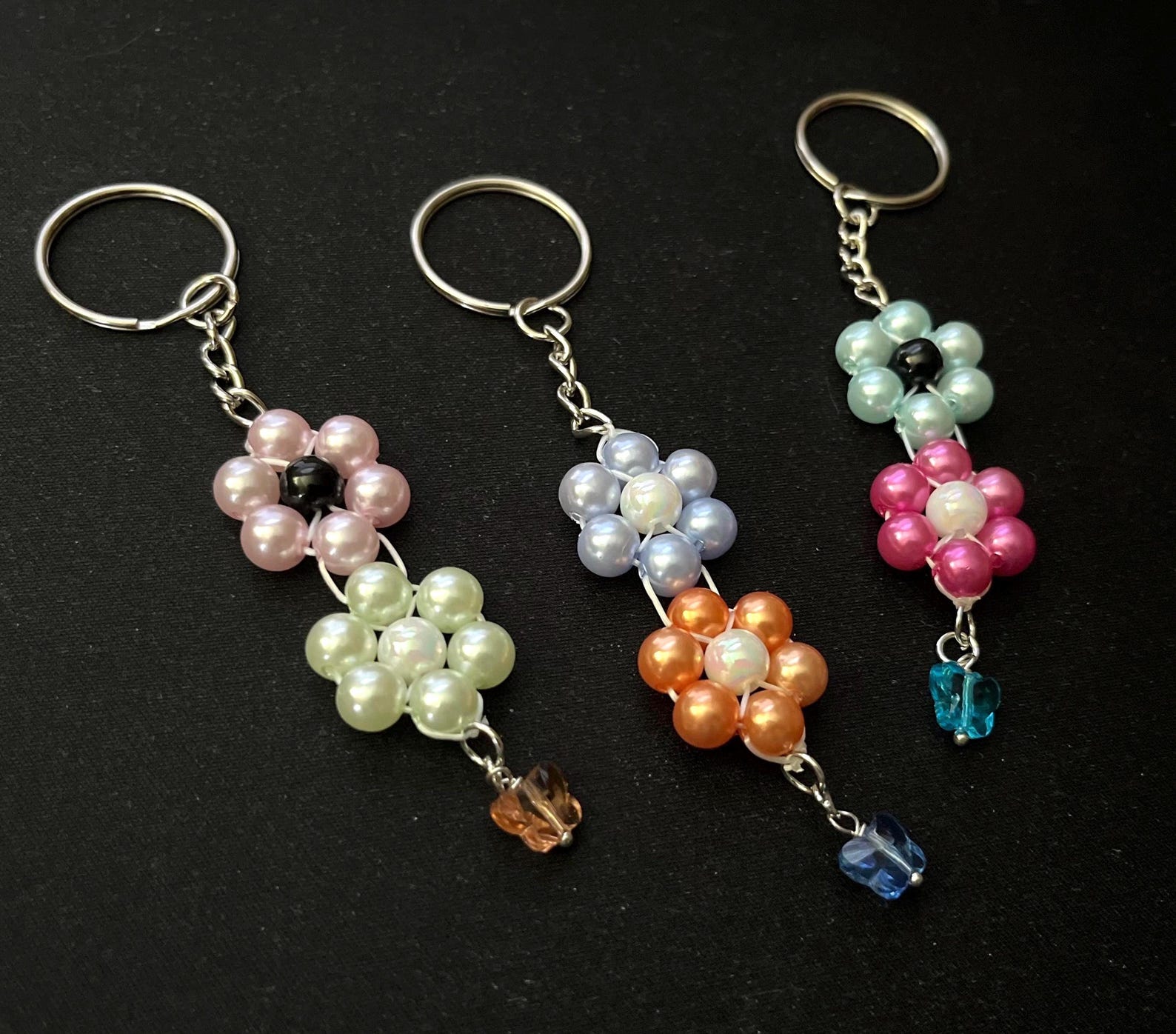 Custom Plastic Flower Pearl Bead Keychains | Made to Order ...