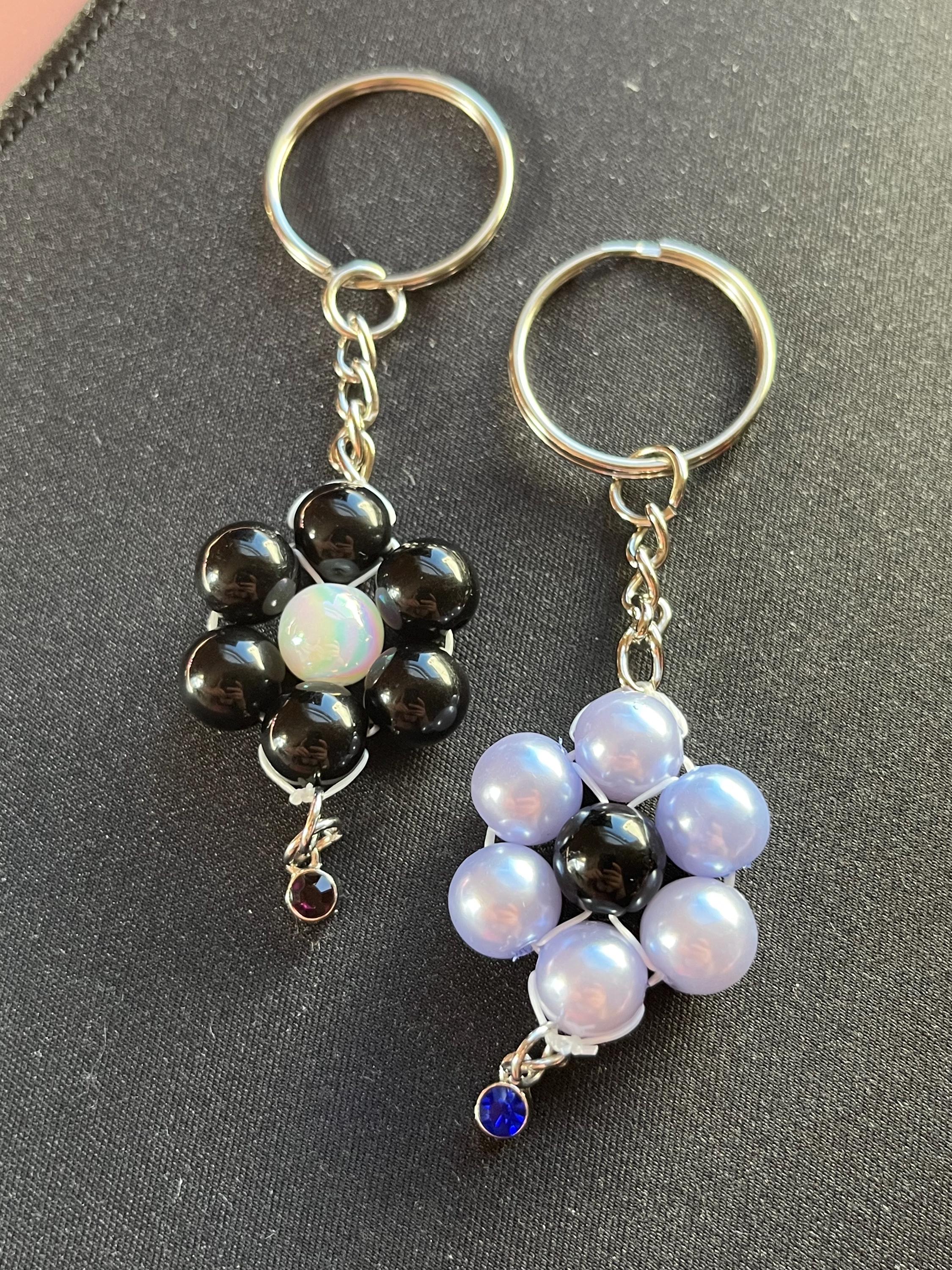 Custom Plastic Flower Pearl Bead Keychains | Made to Order ...