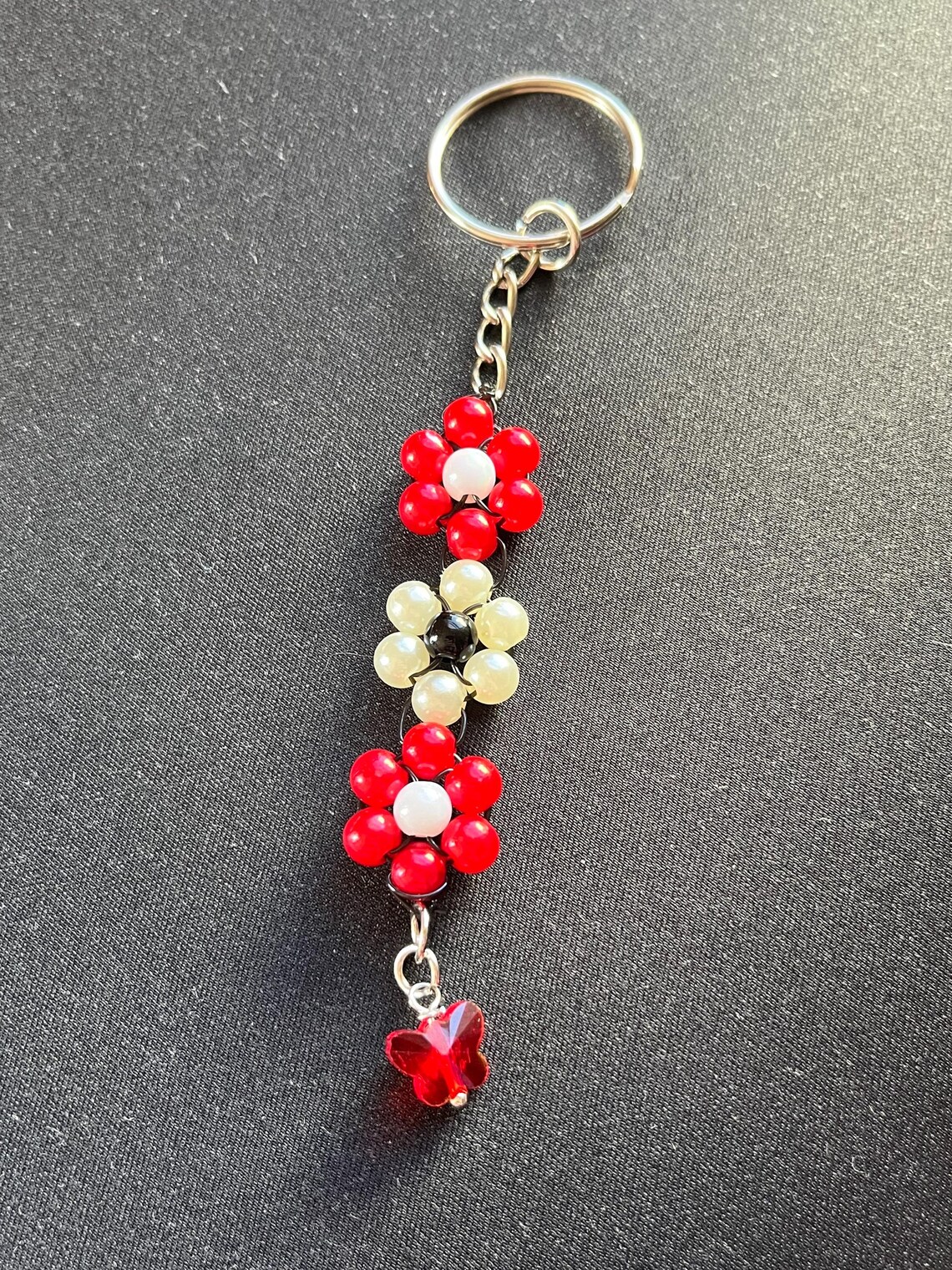Custom Plastic Flower Pearl Bead Keychains | Made to Order ...