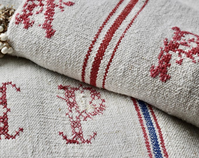 Vintage Lovely Aged Pair of Monogrammed French Grain Sacks - Etsy