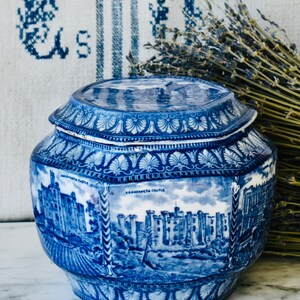 Old Lovely English Blue and White Maling Ware Tea Caddy - Etsy