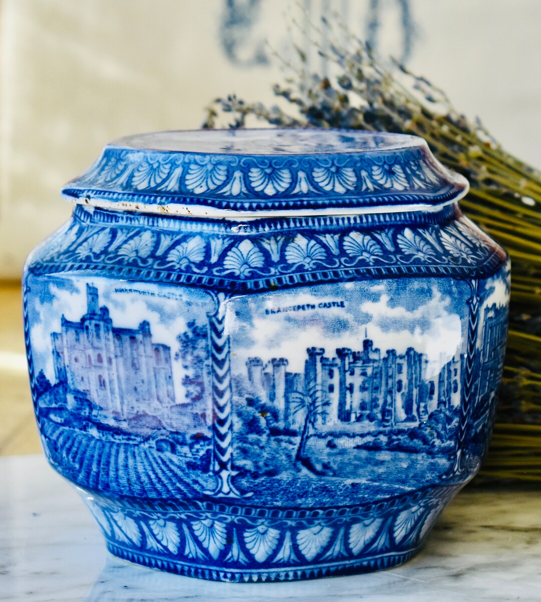 Old Lovely English Blue and White Maling Ware Tea Caddy - Etsy