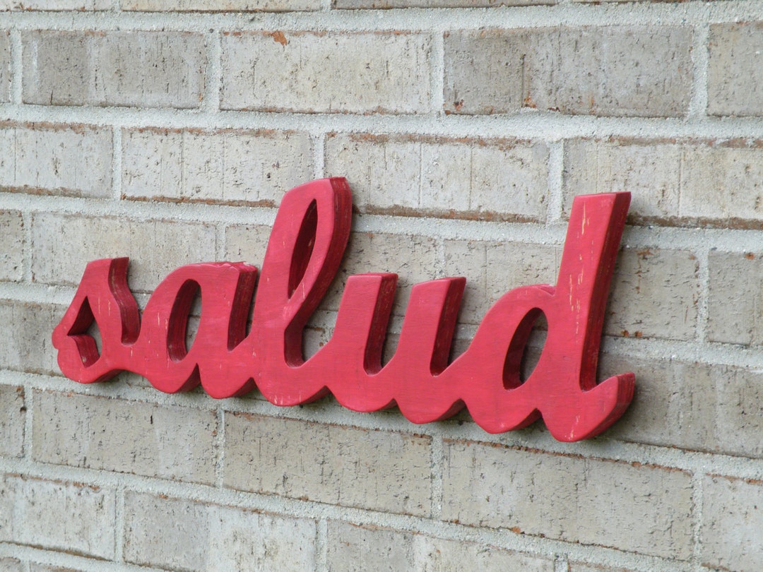 Salud Sign Spanish Phrase Sign Latino Sign Wood Kitchen Dining Room ...