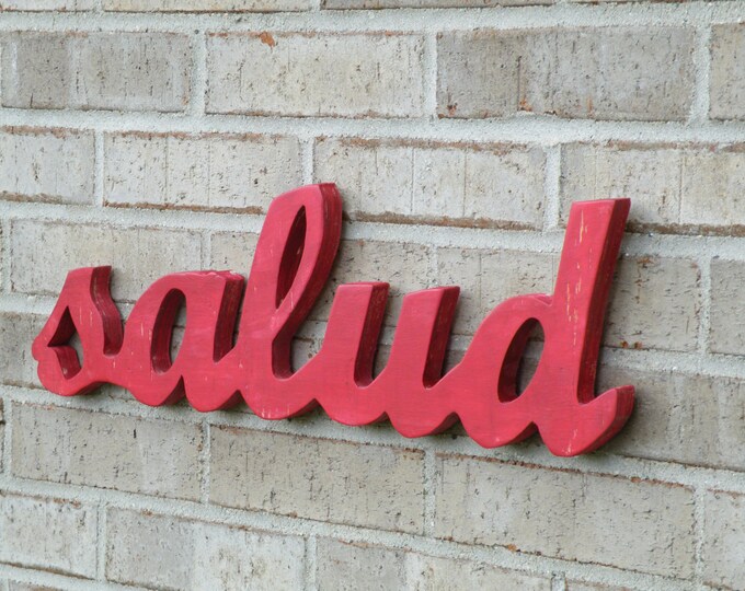 Salud Sign Spanish Phrase Sign Latino Sign Wood Kitchen Dining Room ...