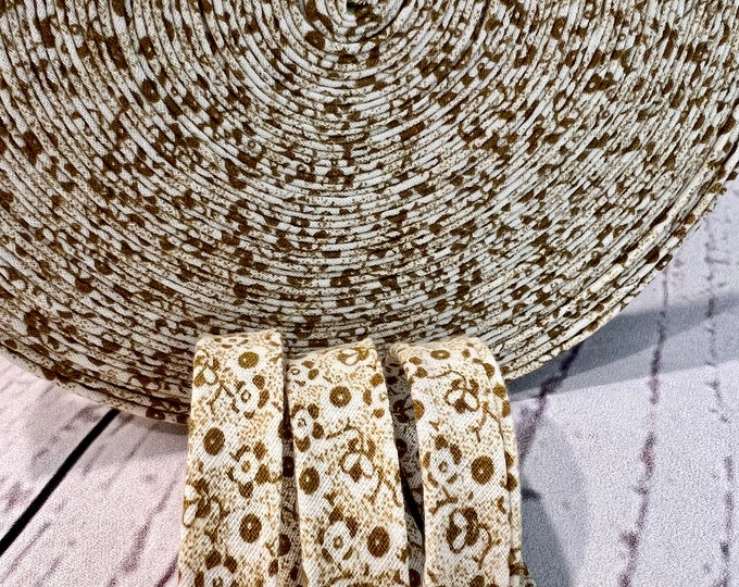 Bias Tape - 1/2 Inch - Double Fold - Cream and Tan Floral Print ...