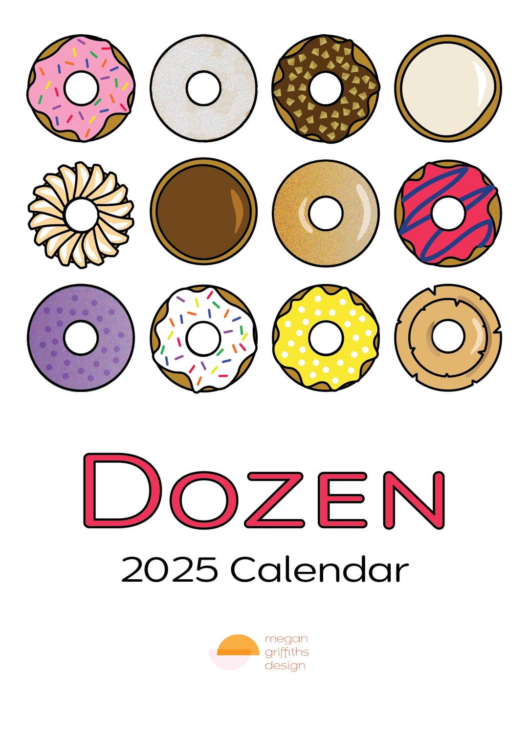 2025 Donut Desk Calendar | Digital Download | Doughnut | 2025 | Vibrant ...