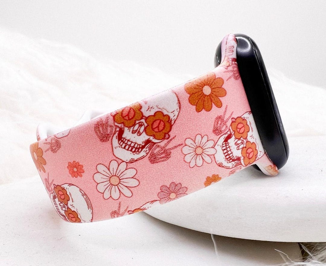 Retro Peace Sign Skull Watch Band Compatible With Apple Watch Fitbit ...