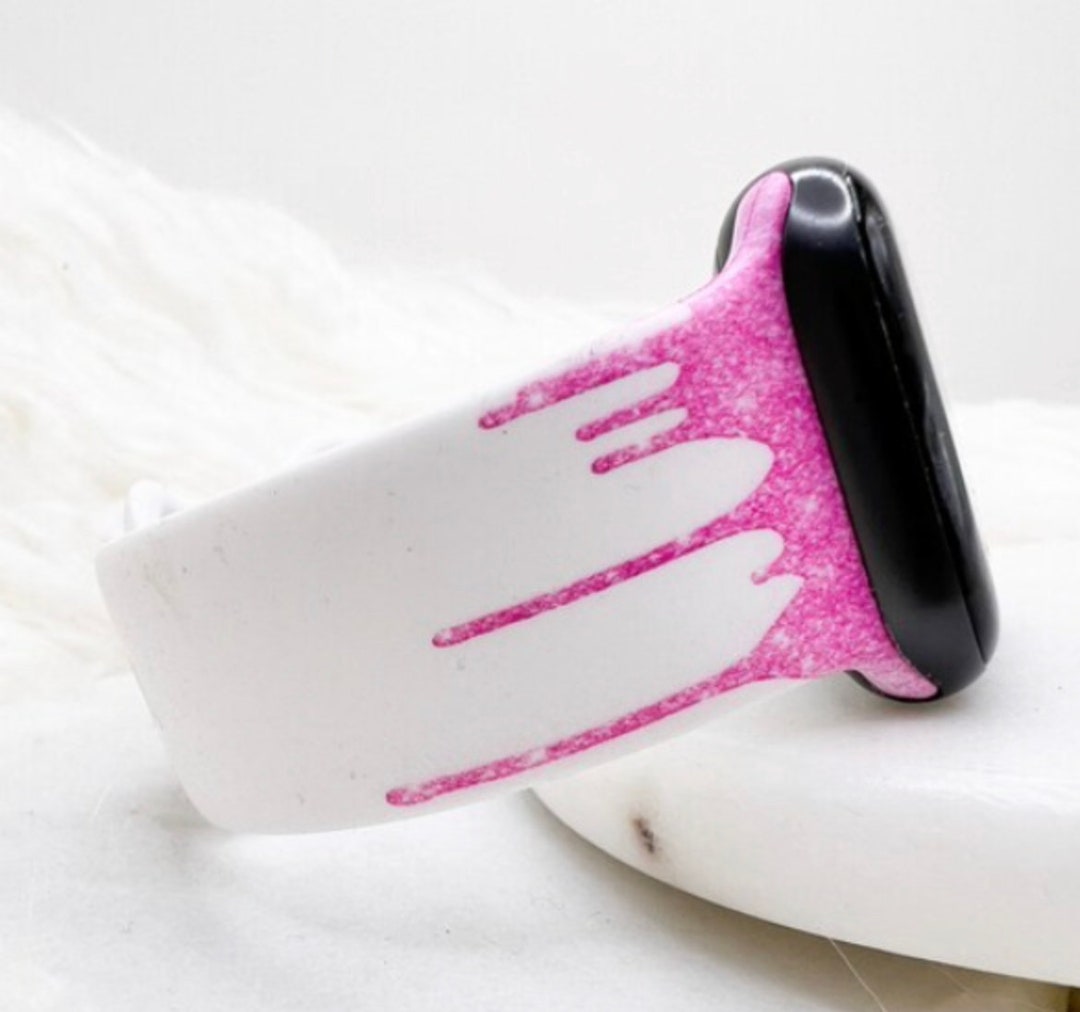 Pink Glitter Drip Watch Band Compatible With Apple Watch Fitbit Samsung ...