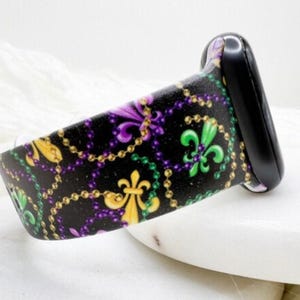 Mardi Gras Fleur De Lis Watch Band Compatible With Apple Watch Fitbit ...
