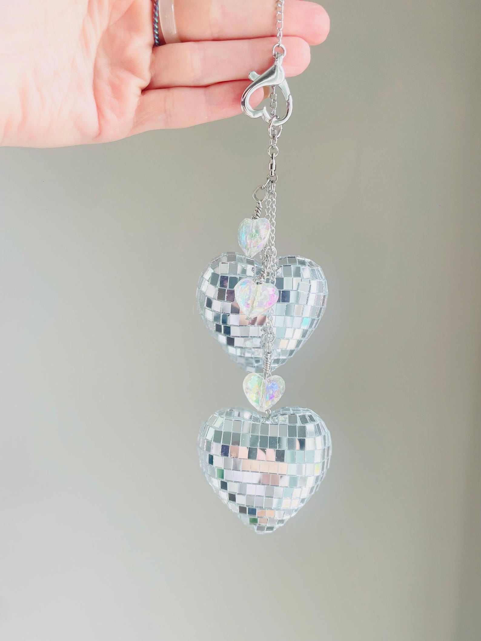 Pink Disco Heart Car Charm: Rearview Mirror Sun Catcher - Etsy