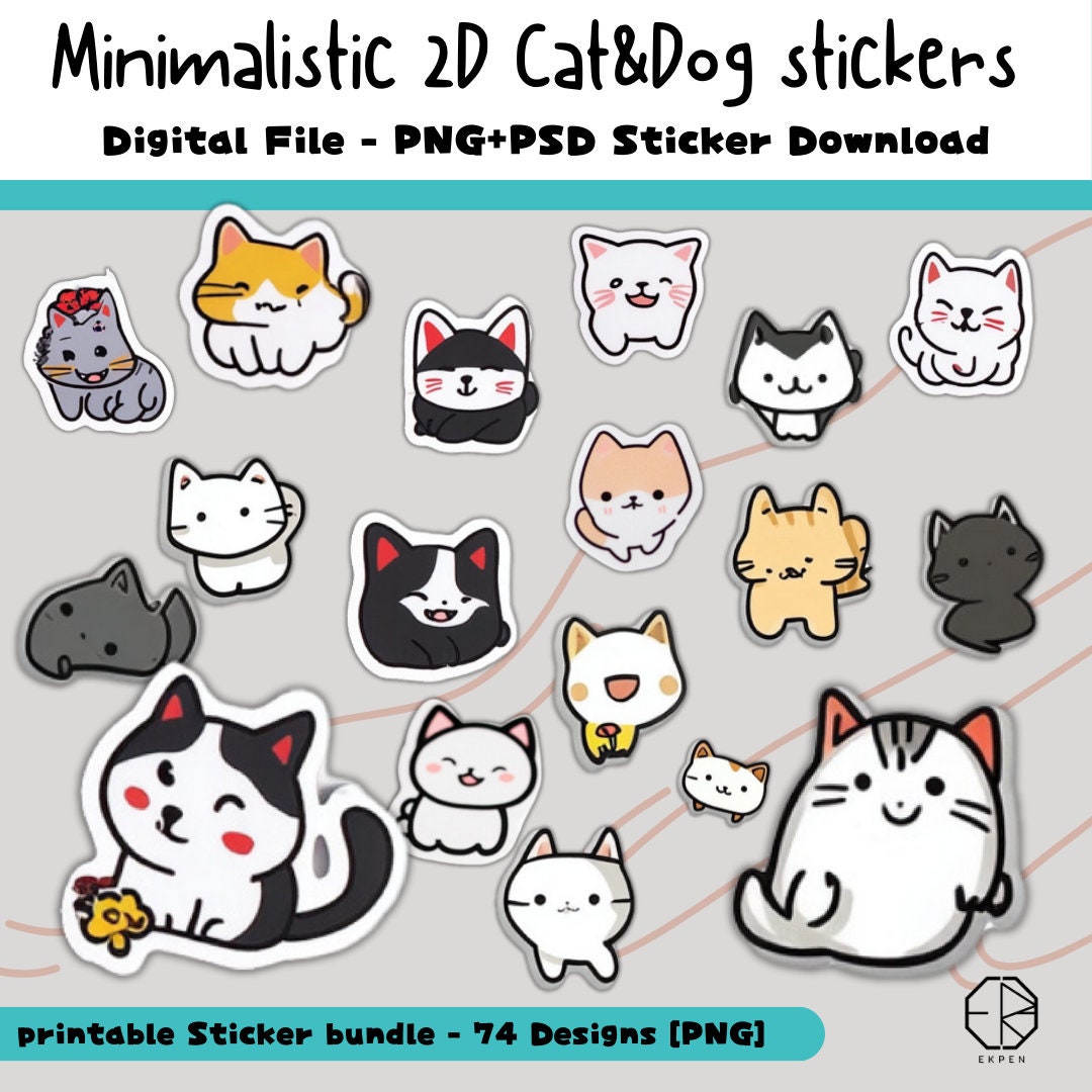 So Cute Cat&dog Stickers Minimalistic - Etsy
