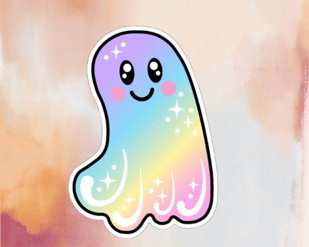 Twirling Rainbow Ghost Sticker - Etsy