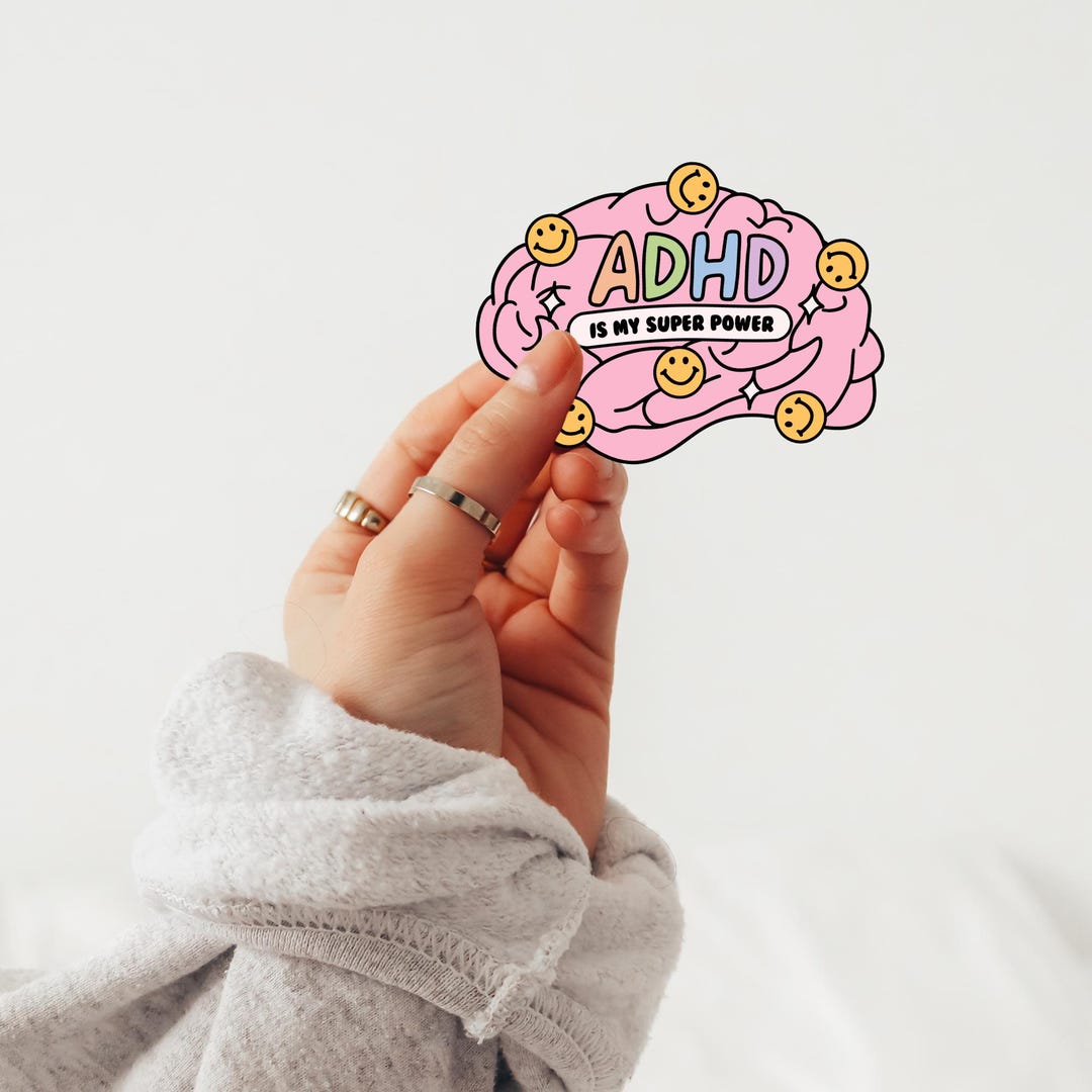 ADHD Sticker W/ Holographic Laminate, Girly Sticker - Etsy