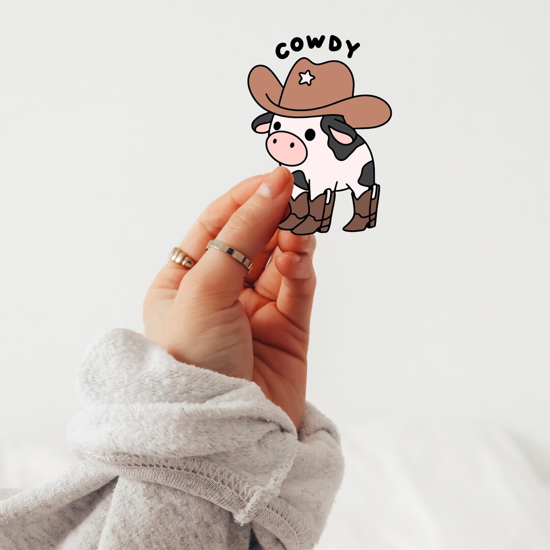 Cowdy Cow Sticker, Cowboy Cow, Cowgirl Hat - Etsy