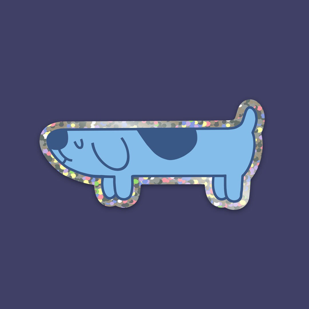 Holographic Glitter Blue Long Dog Sticker Decal Bluey - Etsy