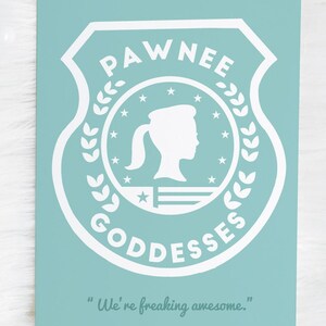 Teal Leslie Knope Pawnee Goddesses Patch Postcard - Etsy