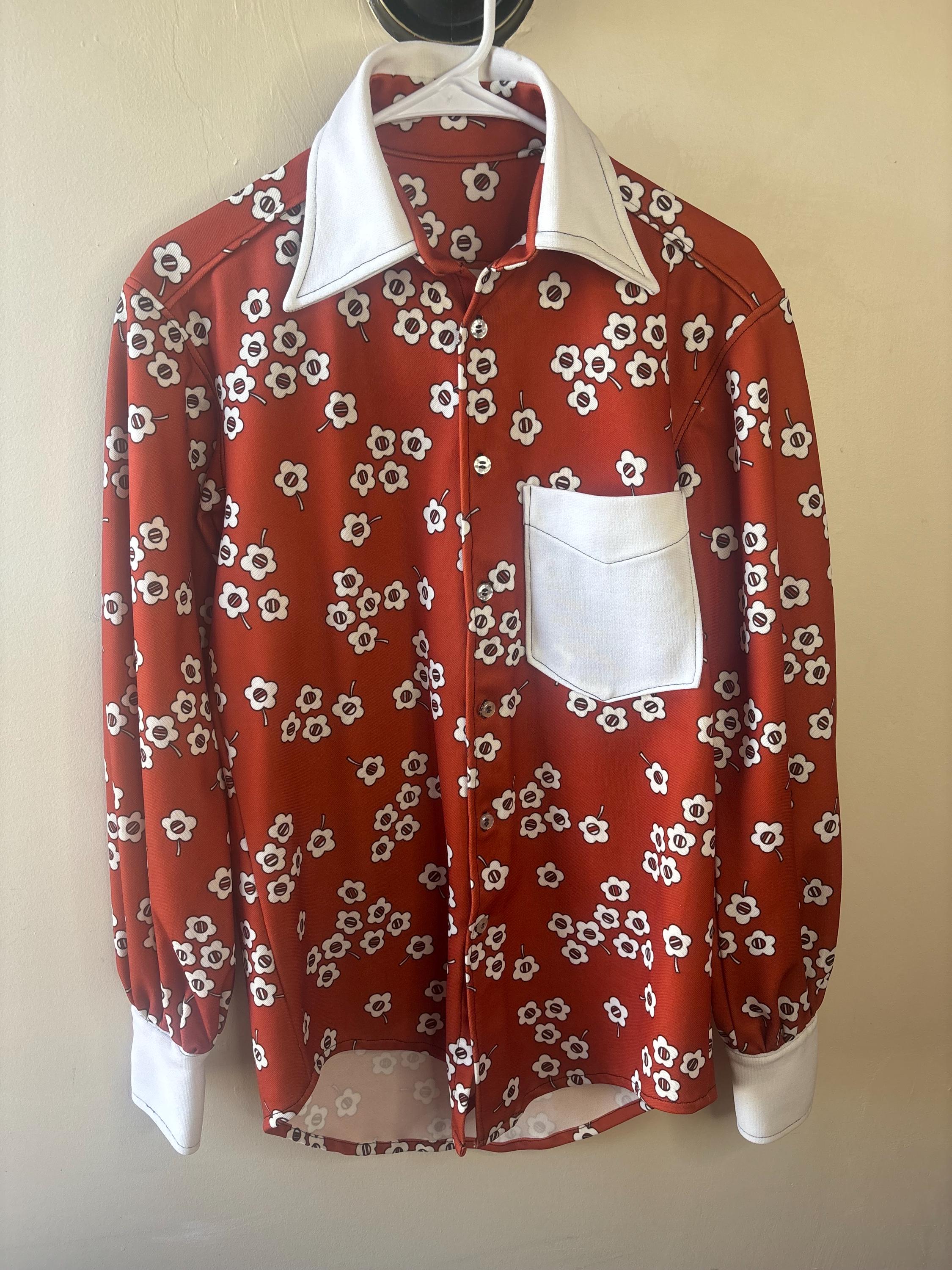 70s Handmade Vintage Disco Button Shirt Polyester Mens Medium - Etsy