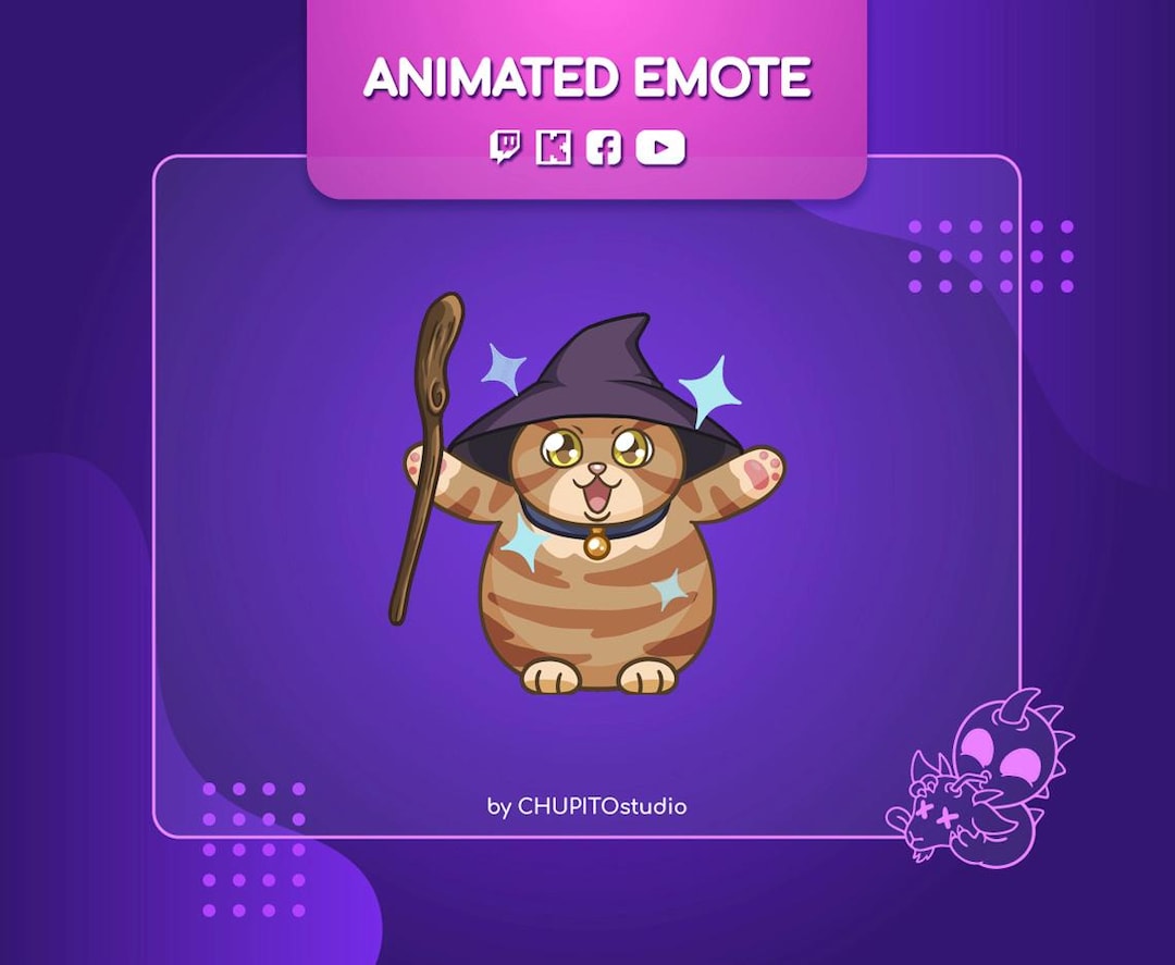 WIZARD CAT Twitch Animated Emote!!! for ALL Platforms!!! (kick ...