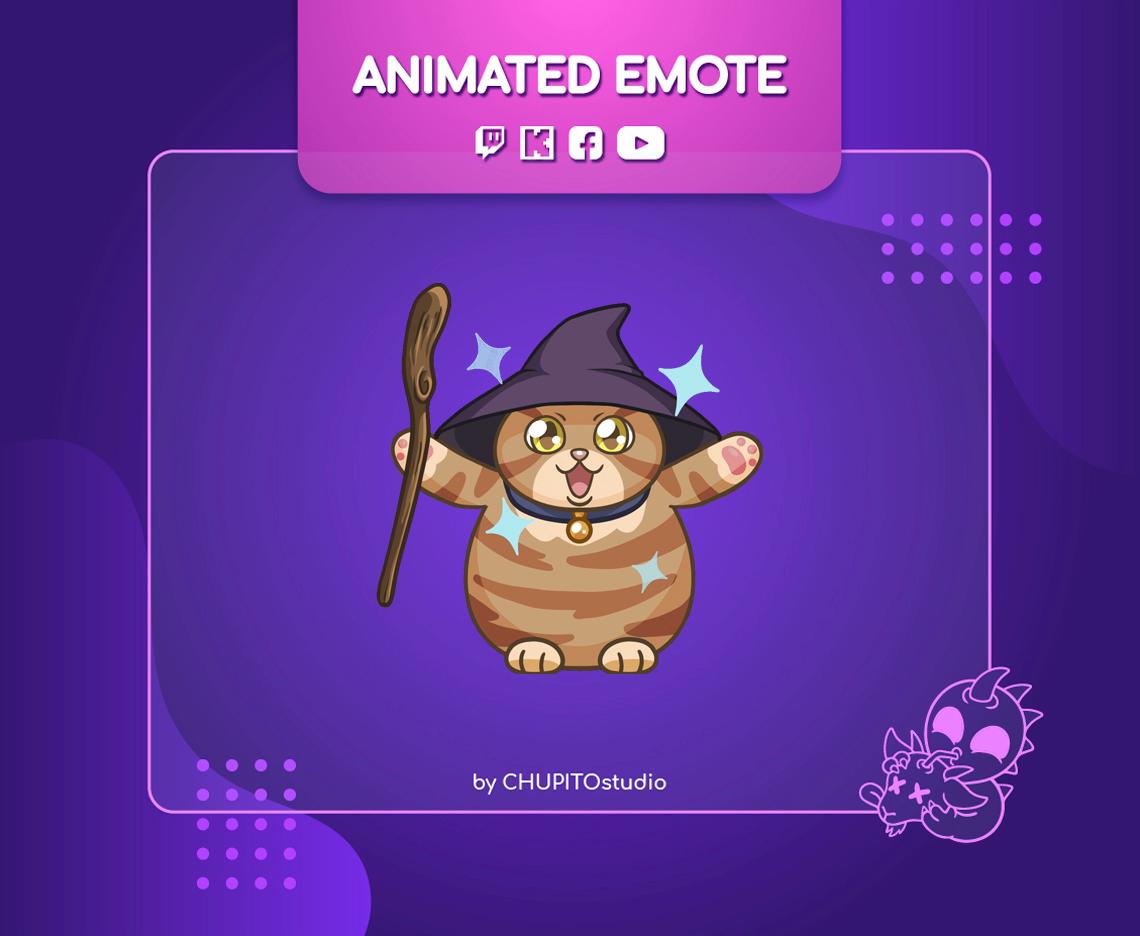 WIZARD CAT Twitch Animated Emote!!! for ALL Platforms!!! (kick ...