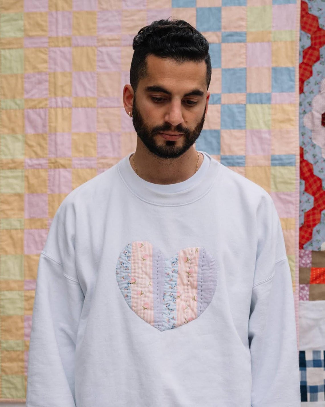 Heart Sweatshirt, Hand Quilted Applique Sweatshirt - Etsy