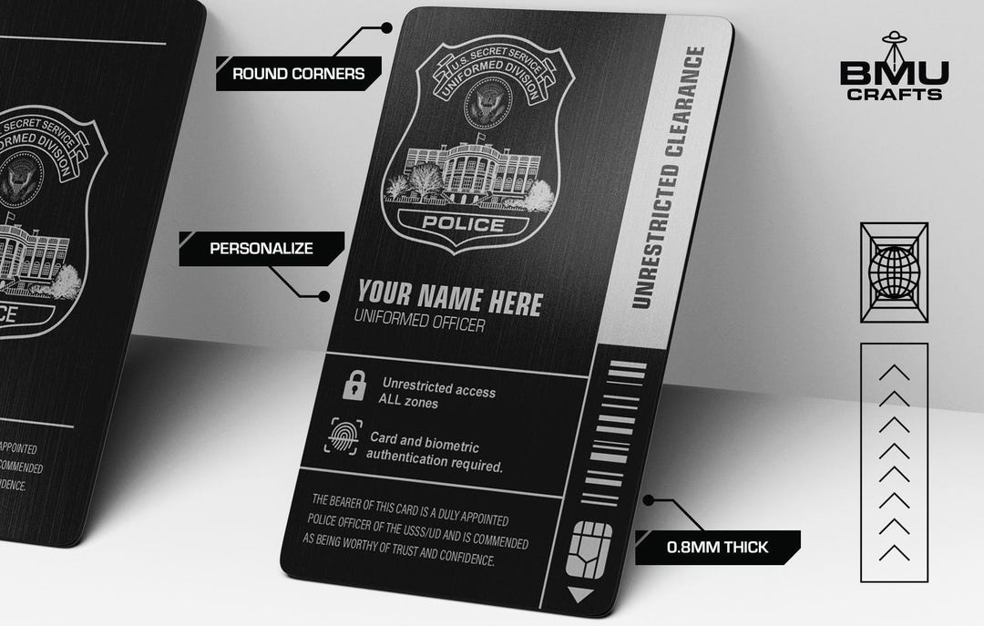 Personalized Secret Service Aluminum Wallet Card - Cosplay Prop - Etsy