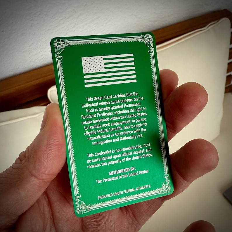 Personalized 'i'm Legal' Green Card Prop – Engraved Aluminum Gag Gift ...