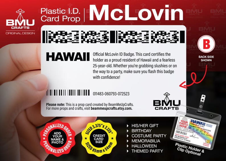 Personalized Mclovin ID Badge – PVC Prop, Cosplay Collectors Item (PDF ...