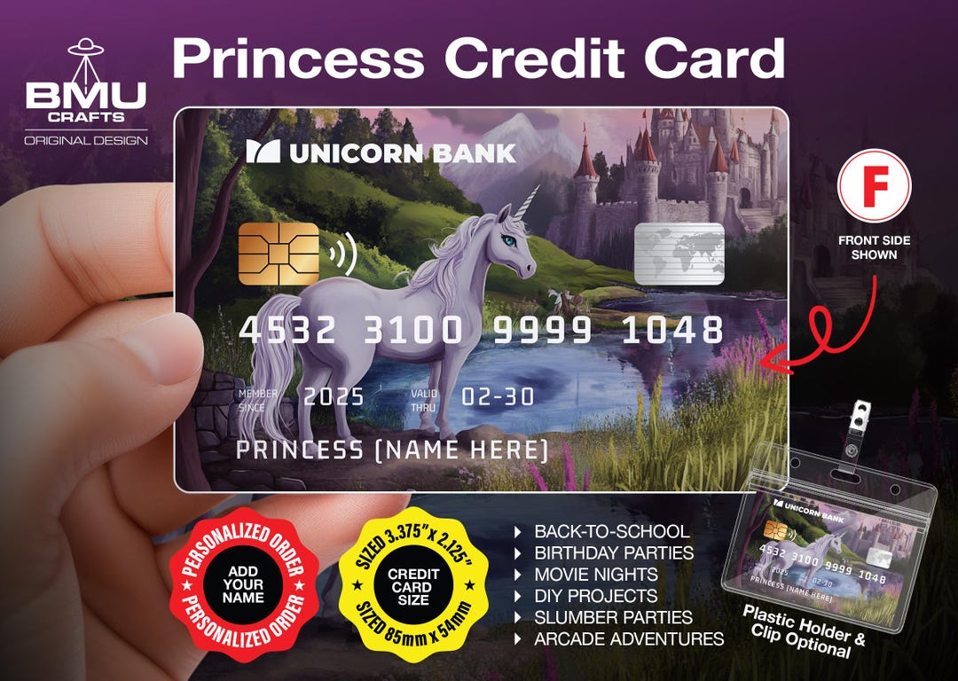 Princess Credit Card - Personalized Credit Card for Pretend Play or Fun ...