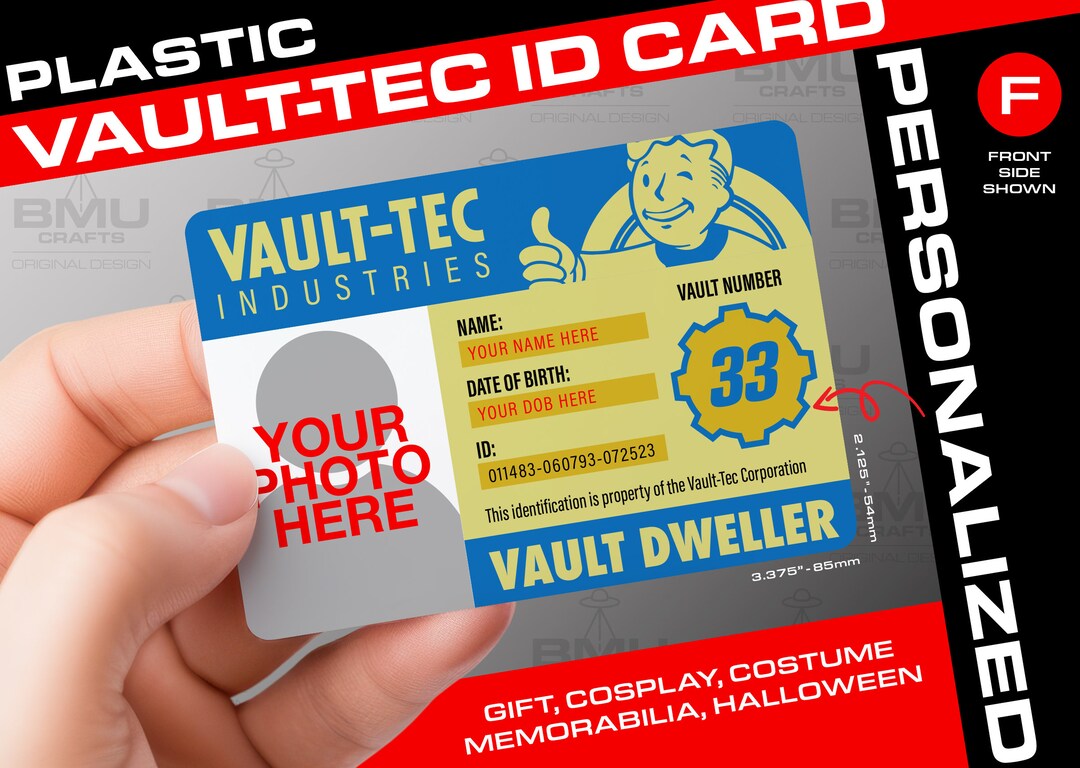 Custom Fallout Vault-tec ID Badge Personalized PVC Plastic Prop With ...