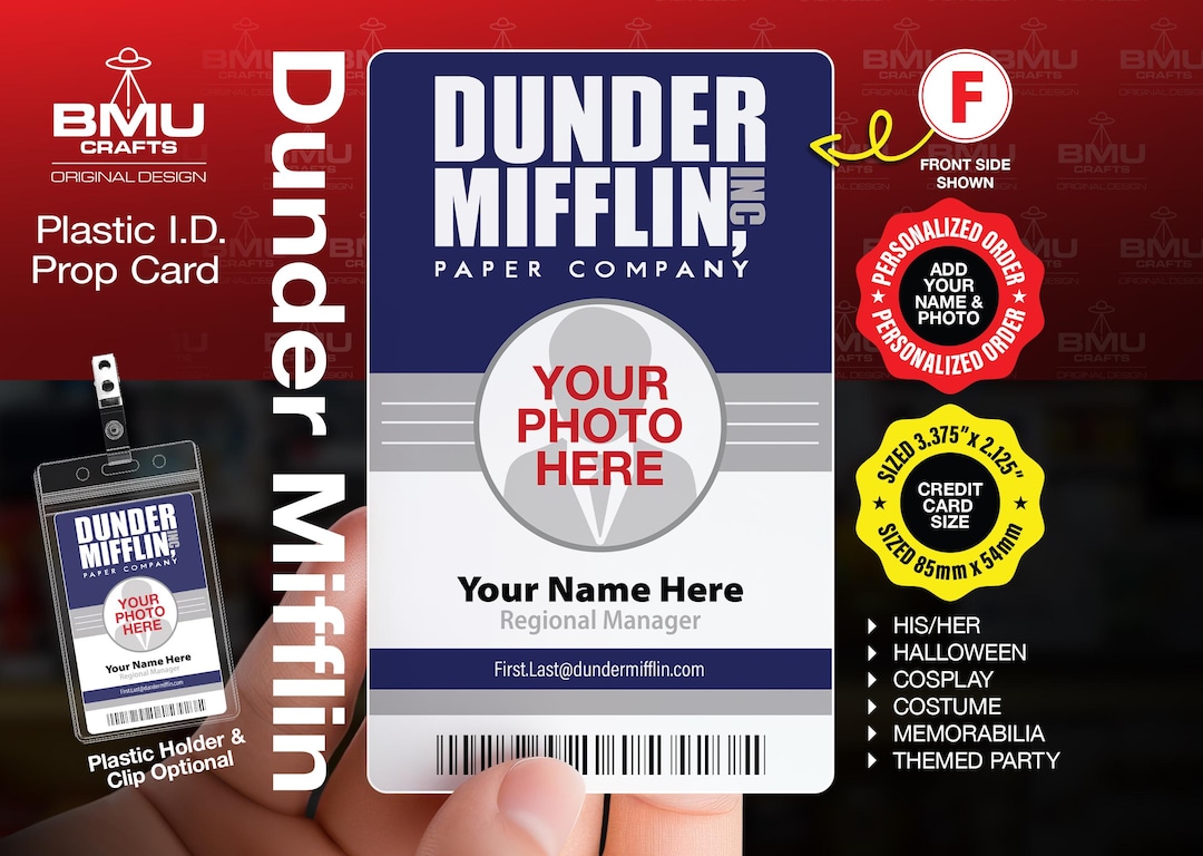 Personalized Dunder Mifflin Employee Badge | Custom Office Prop ID ...