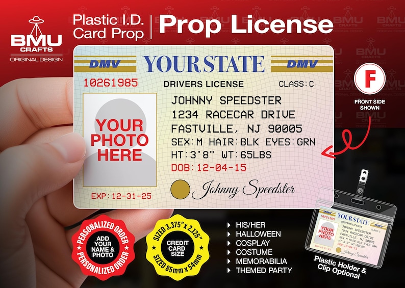 Personalized Kids Driver's License – Custom Pretend Play ID (plastic ...