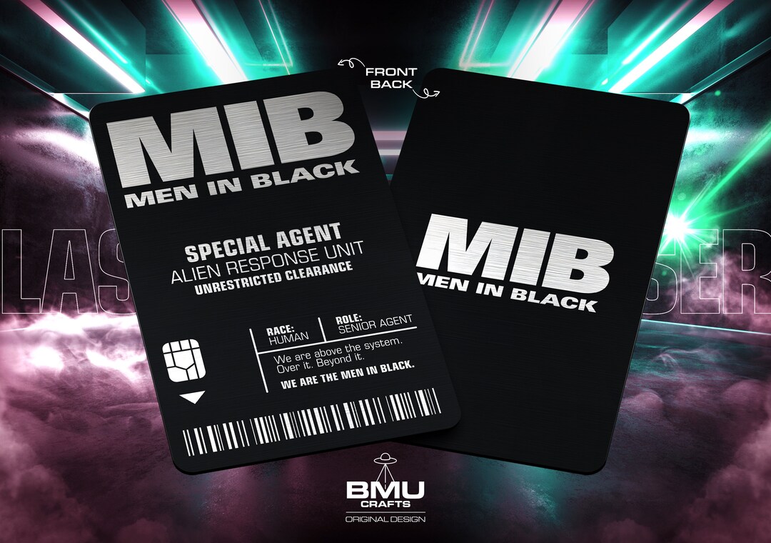 Laser Engraved MIB Special Agent Aluminum Card, Cosplay Prop - Etsy