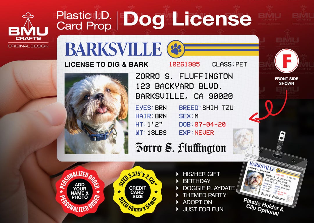 Custom Dog Driver's License – Personalized Pet ID Card (printable PDF ...