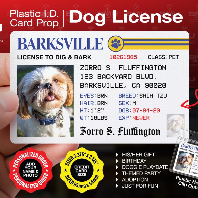 Dog Driver License - Etsy