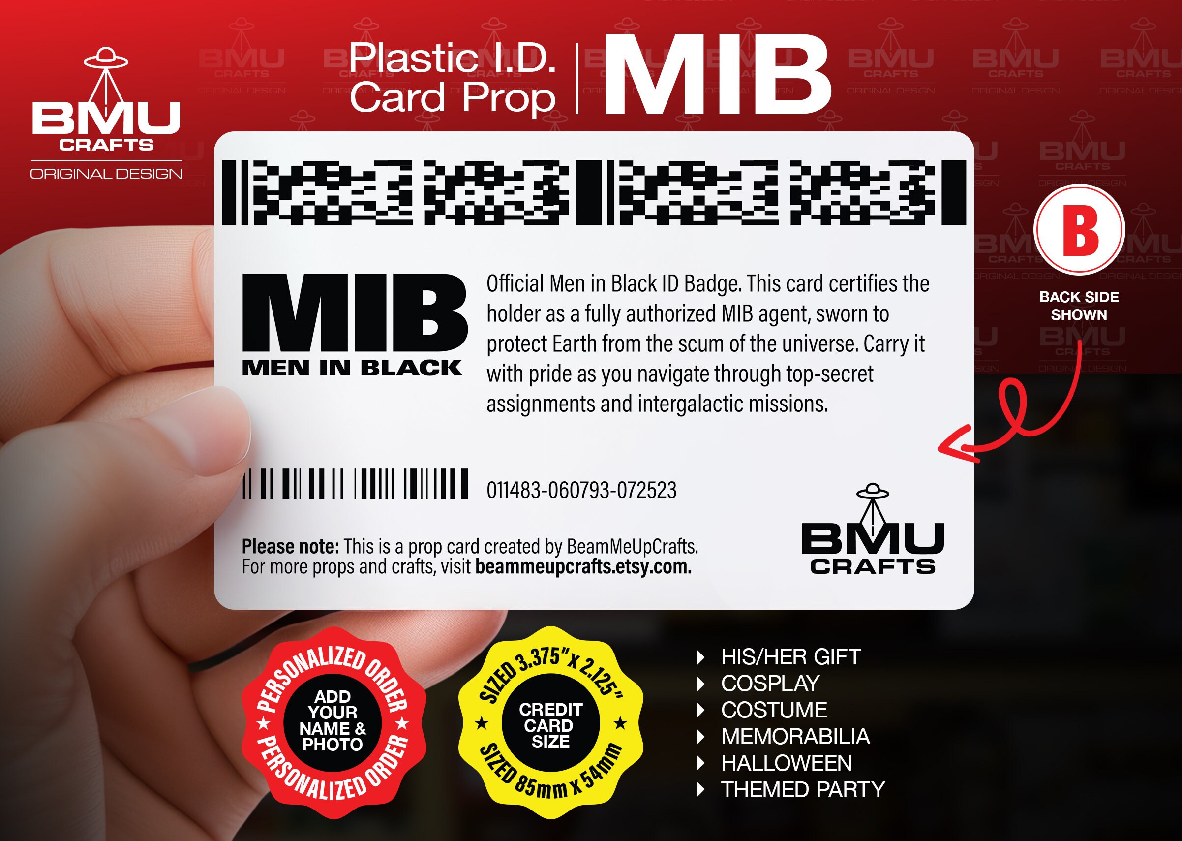 Men in Black MIB ID Badge Personalized PVC Plastic Prop With Your Name ...