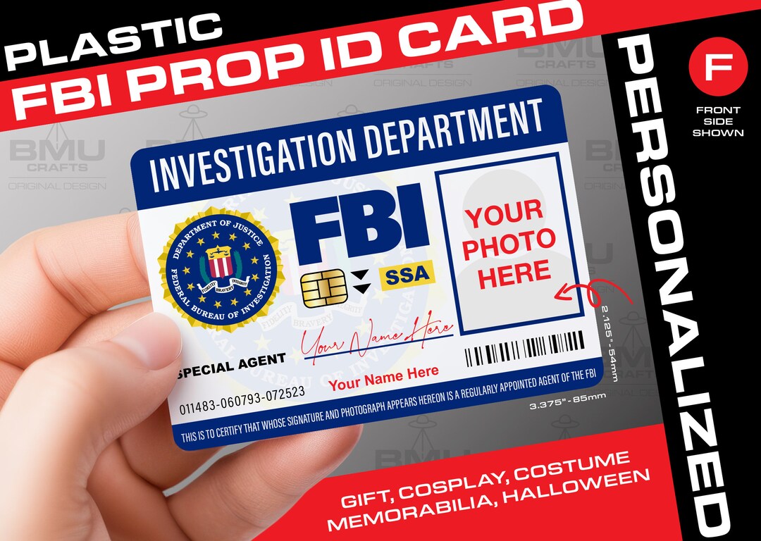 Custom FBI Identification Card Personalized Full-color Novelty ID ...