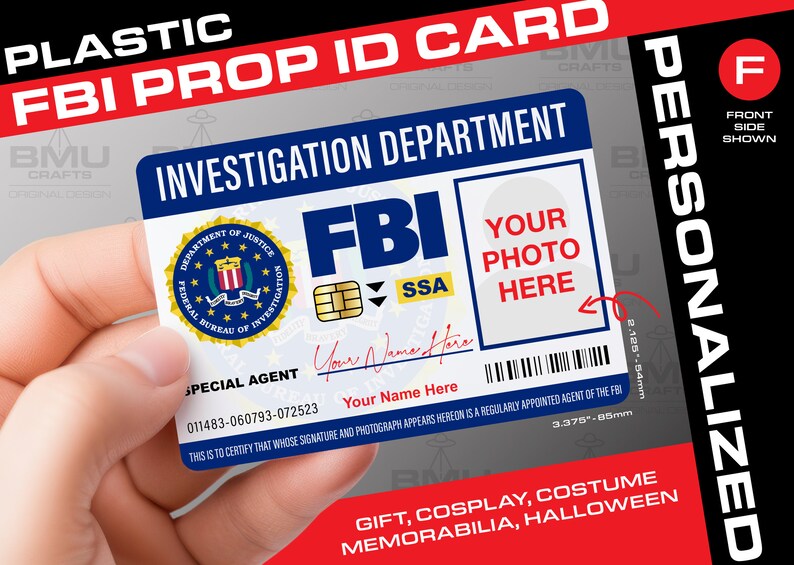 Custom FBI Identification Card Personalized Full-color Novelty ID ...