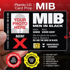 Men in Black MIB ID Badge Personalized PVC Plastic Prop With Your Name ...