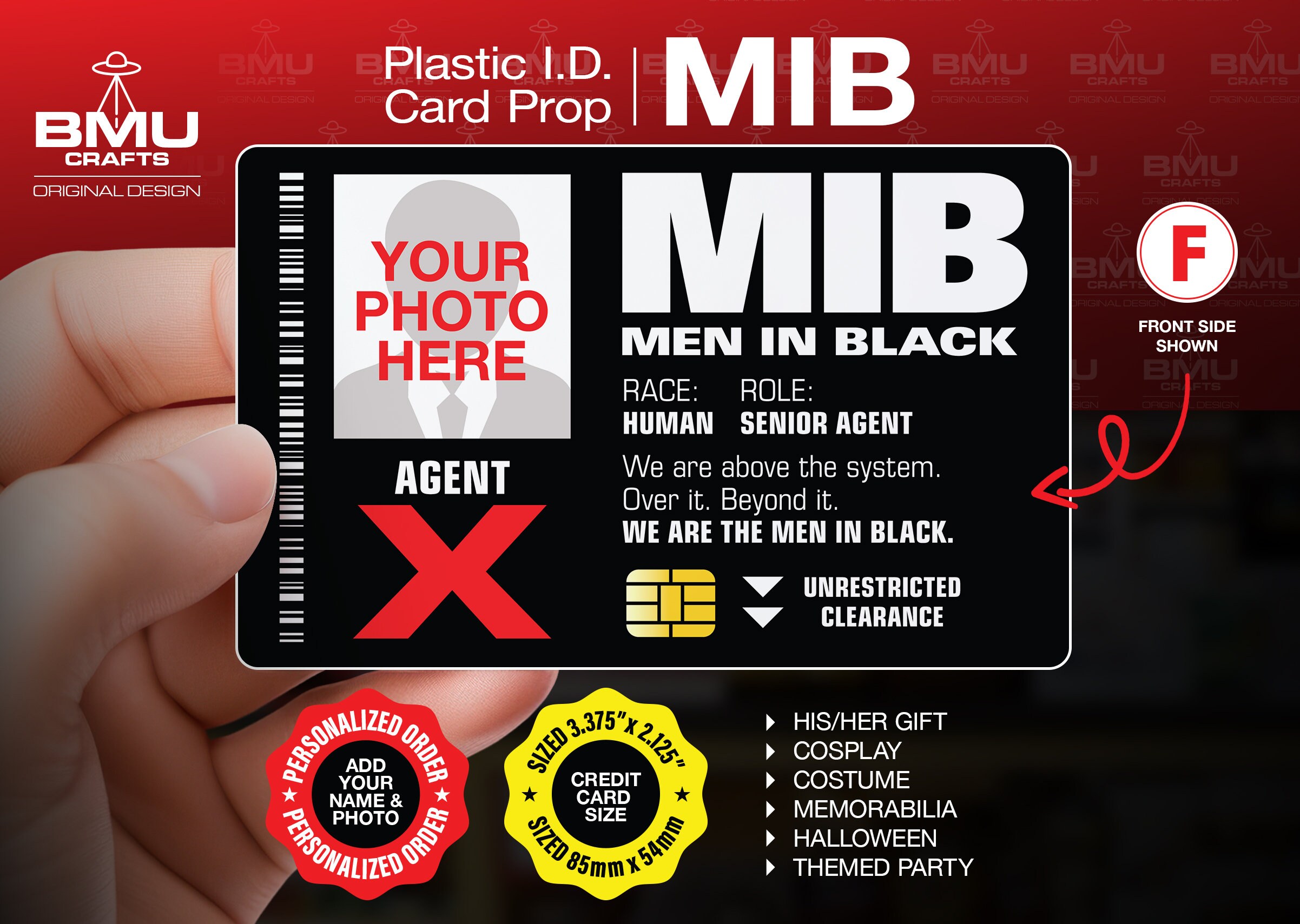 Men in Black MIB ID Badge Personalized PVC Plastic Prop With Your Name ...