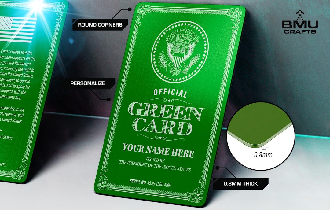 Personalized 'i'm Legal' Green Card Prop – Metal Engraved Aluminum Gag ...