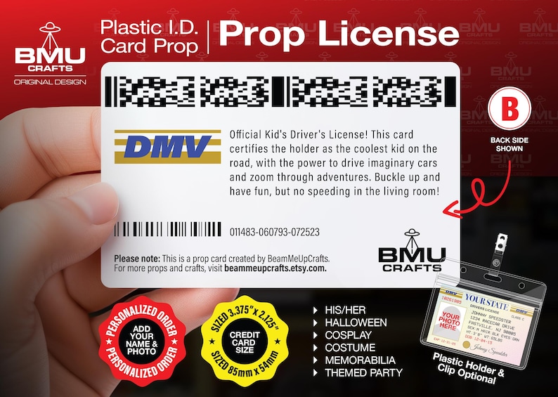 Personalized Kids Driver's License – Custom Pretend Play ID (plastic ...
