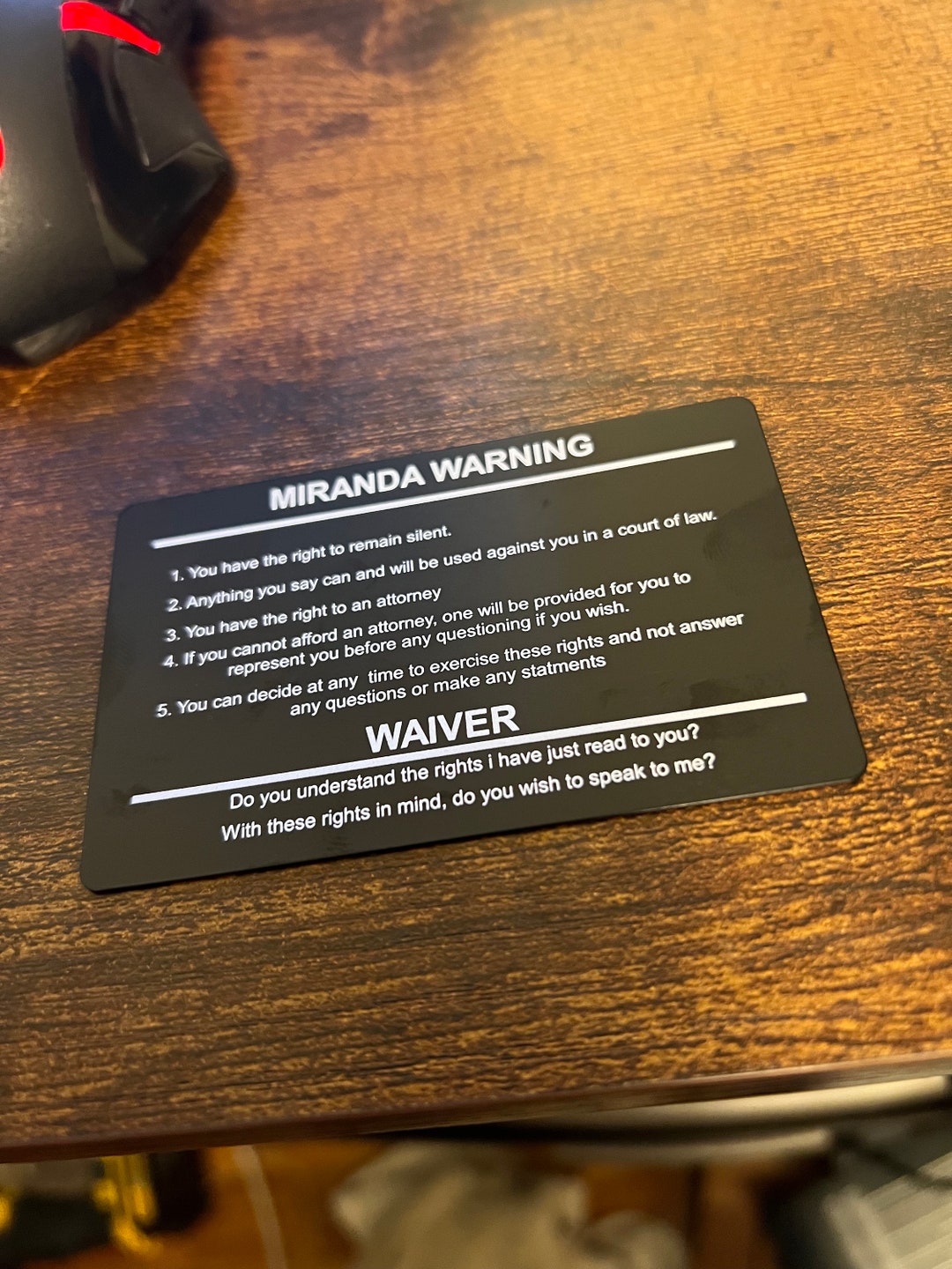 Laser Engraved Miranda Rights Card. Personalized With Your Department ...