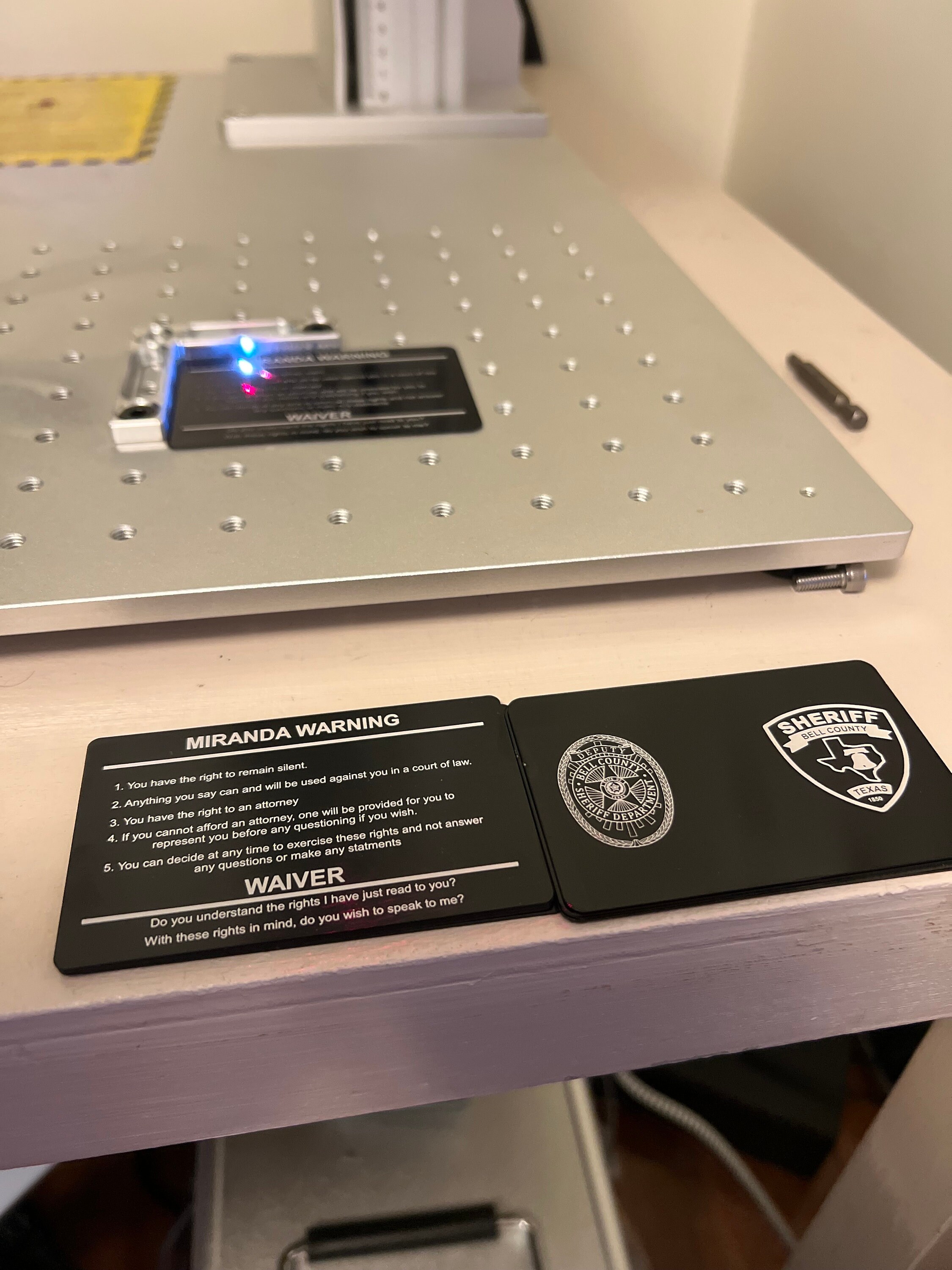 Laser Engraved Miranda Rights Card. Personalized With Your Department ...
