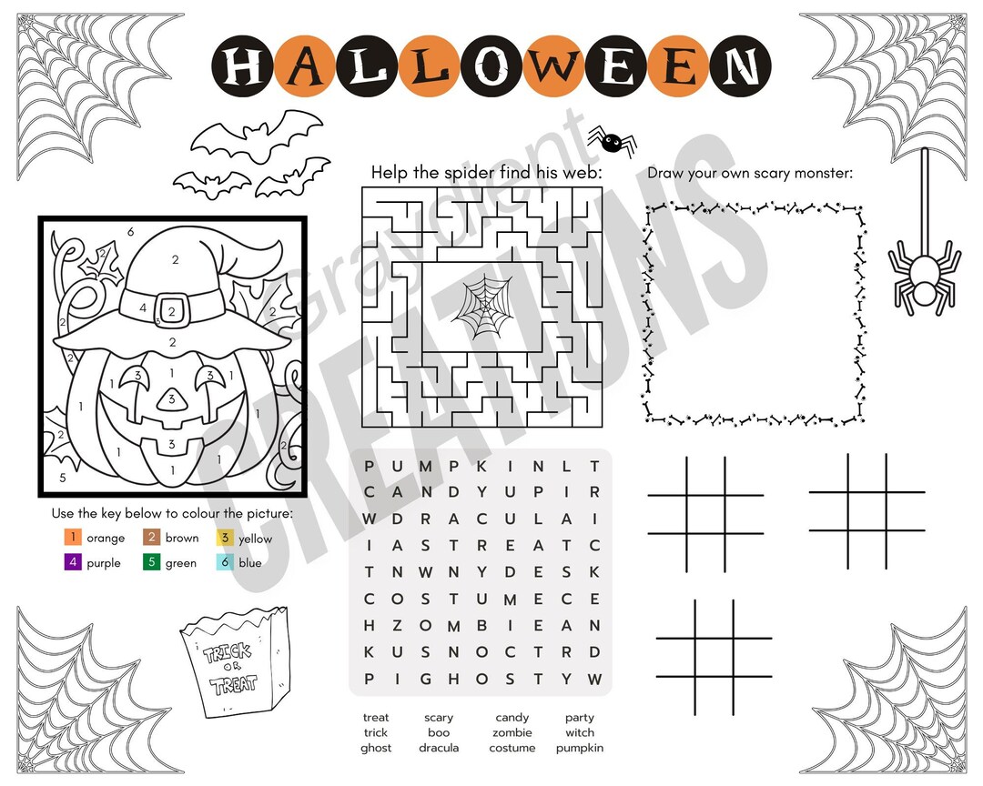 Halloween Classroom Activity Sheet - Etsy