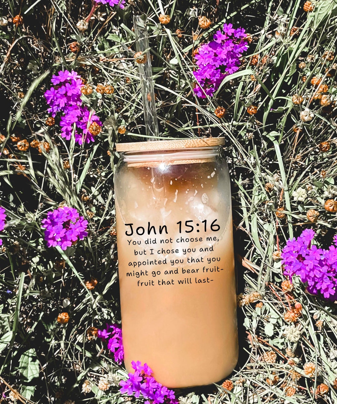 Scripture Ice Coffee Glass With Straw and Lid, Beer Can Glass ...