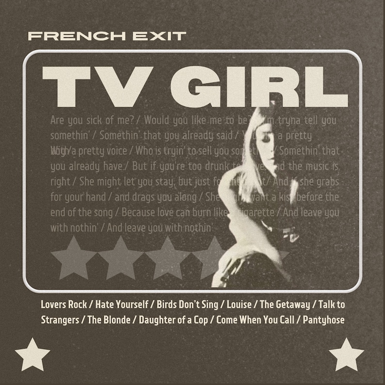 TV Girl Print, Lovers Rock Album Art Digital Poster Download, French ...