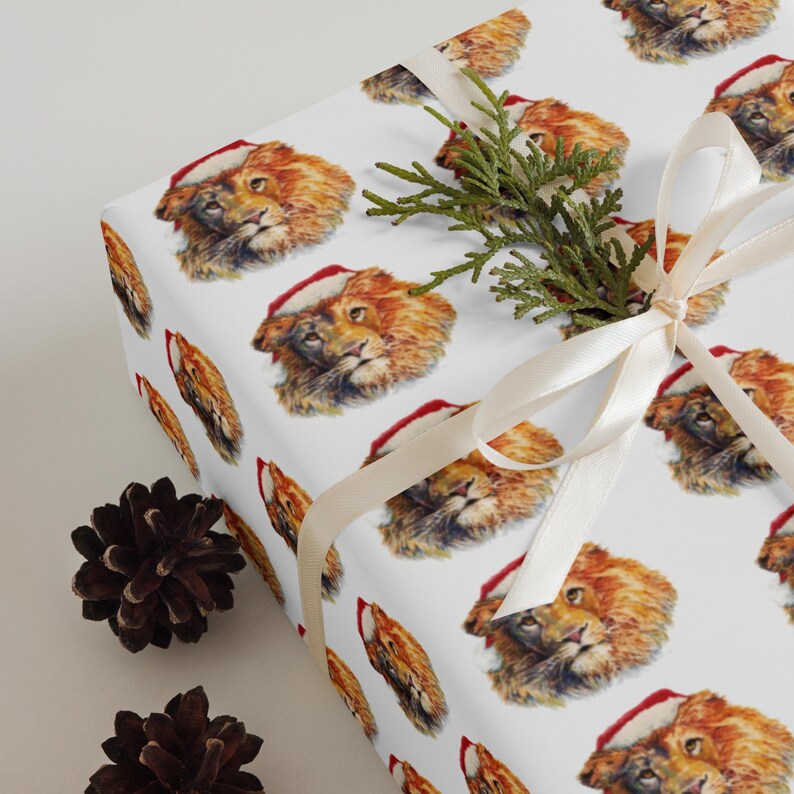 Lion Wrapping Paper | Hand-drawn Lion Design | Set of 3 Sheets ...