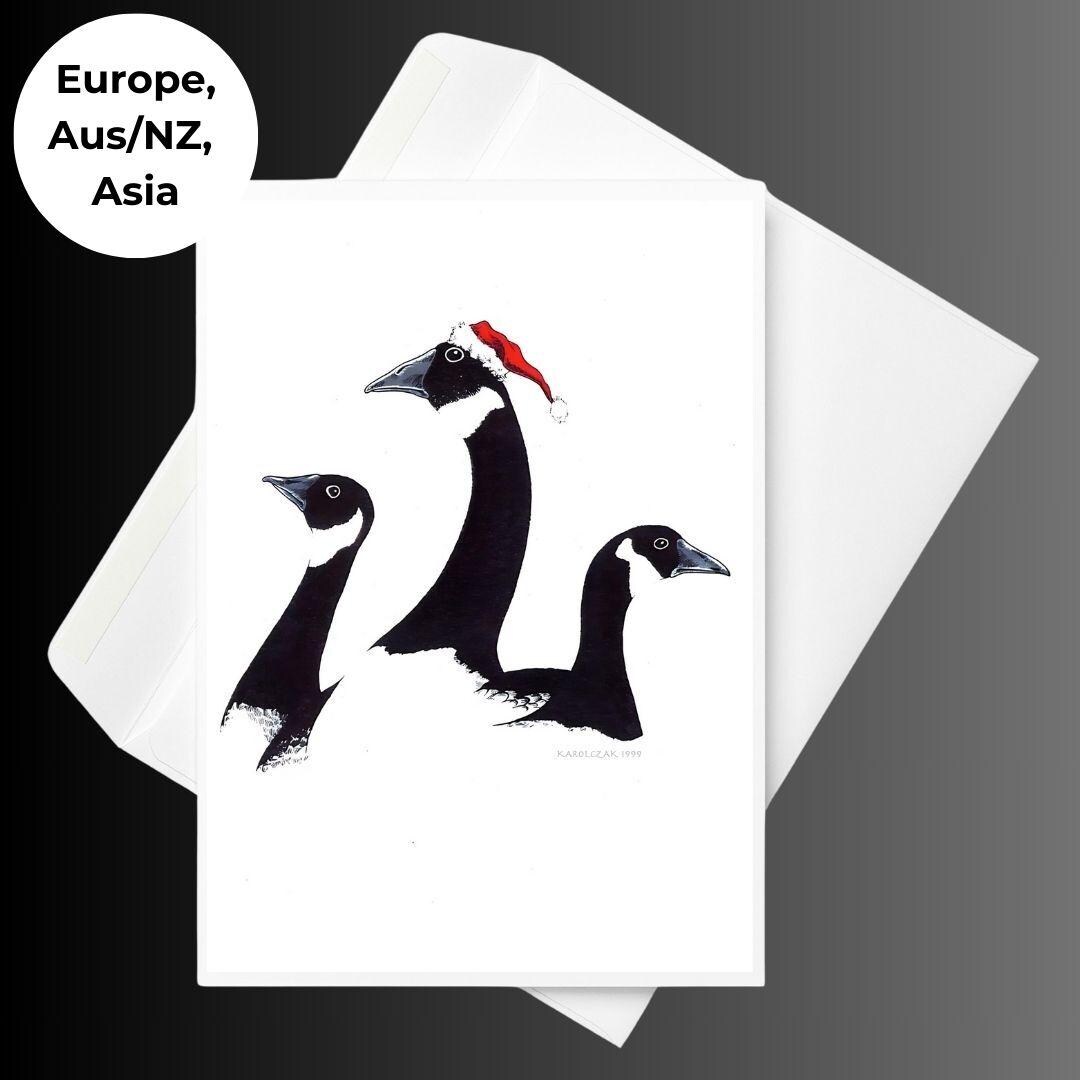 Santa Geese Christmas Cards Set of 10 Holiday Cards Geese Hand-drawn ...